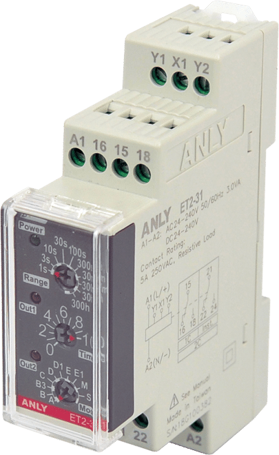 Multi Function Timer Analogue 24-240VAC/DC Model: ET2-31 Anly