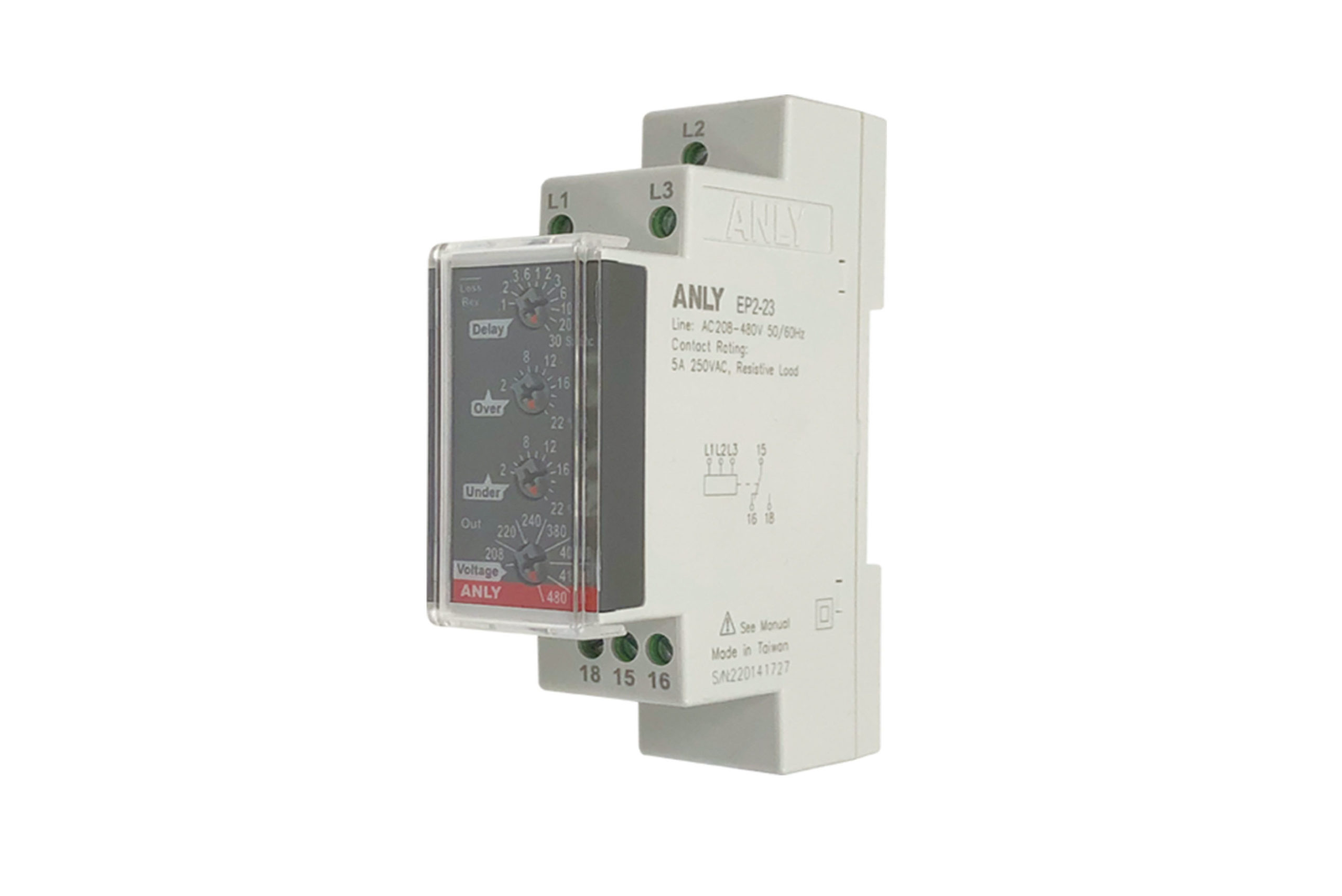Three Phase Voltage Monitoring Relay 208-480V EP2-23 Anly Three Phase Voltage Monitoring Relay 208-480V EP2-23 Anly